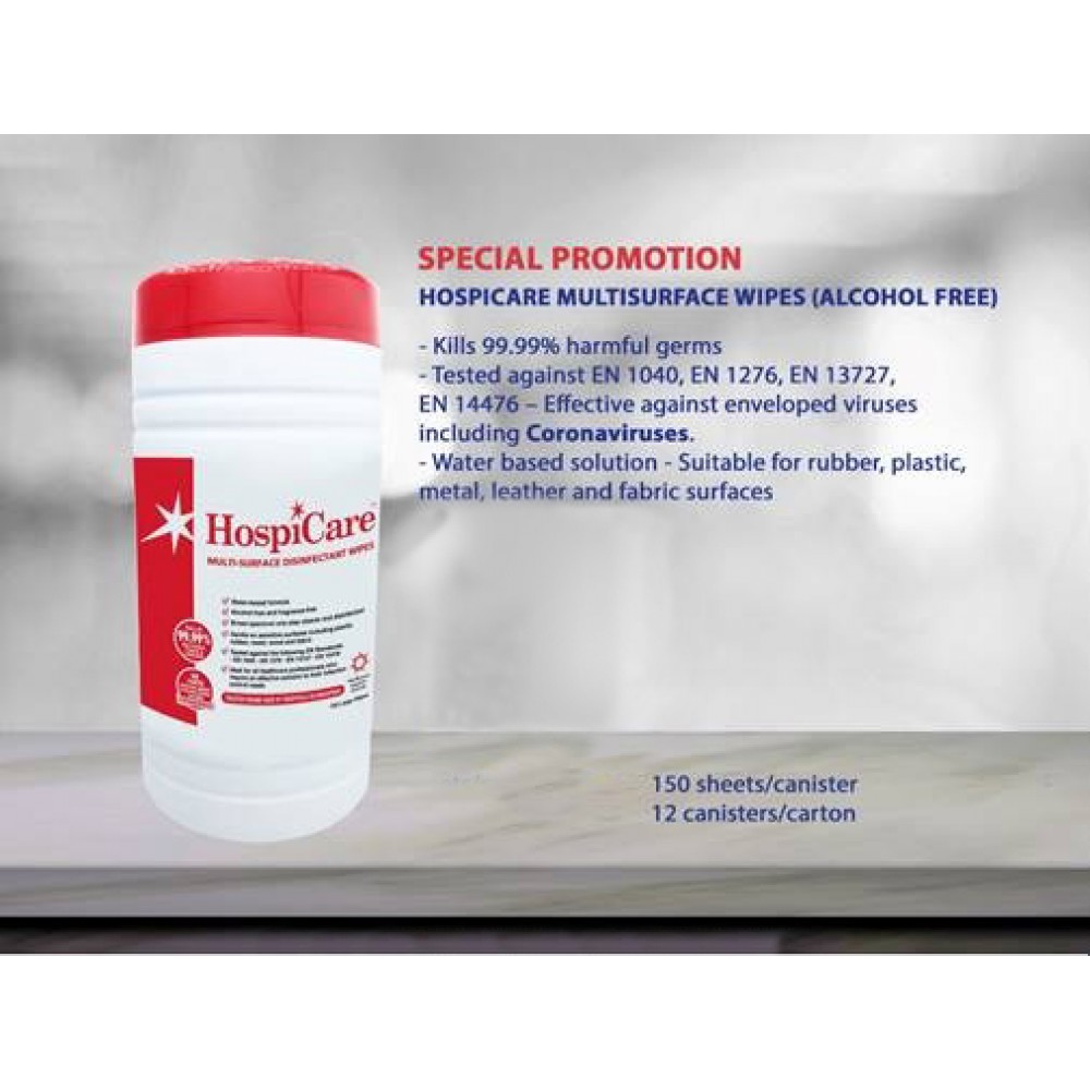 HospiCare Multi-Surface Disinfectant 150s Canister (Alcohol Free) - Fu ...